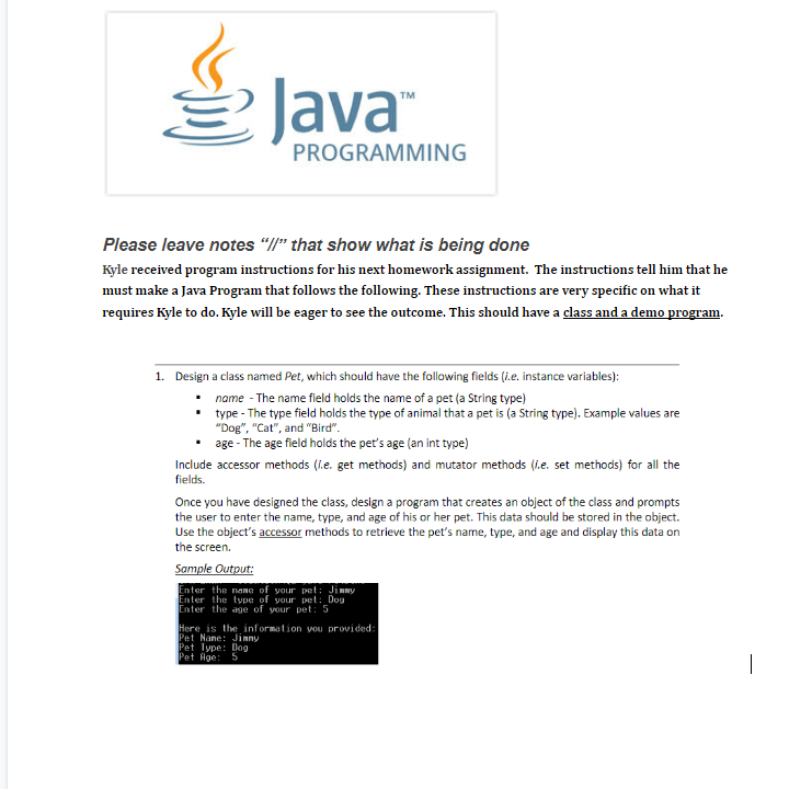 Solved TM Java PROGRAMMING Please leave notes “Il" that show | Chegg.com