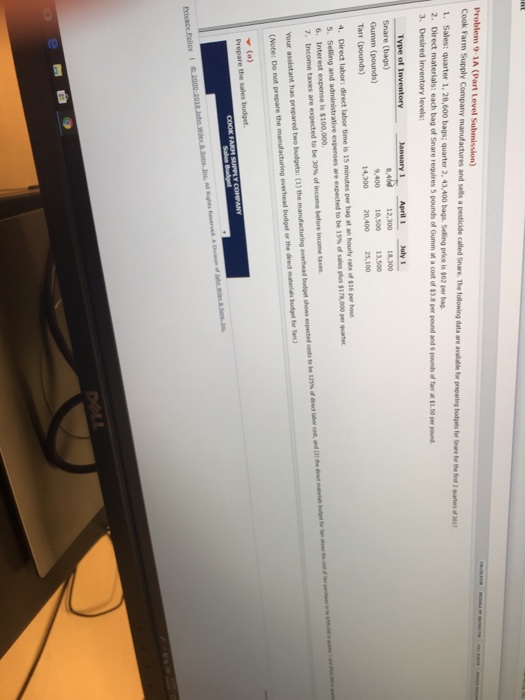 Solved Problen, 9. 1A (part level Submission) Cook Farm | Chegg.com