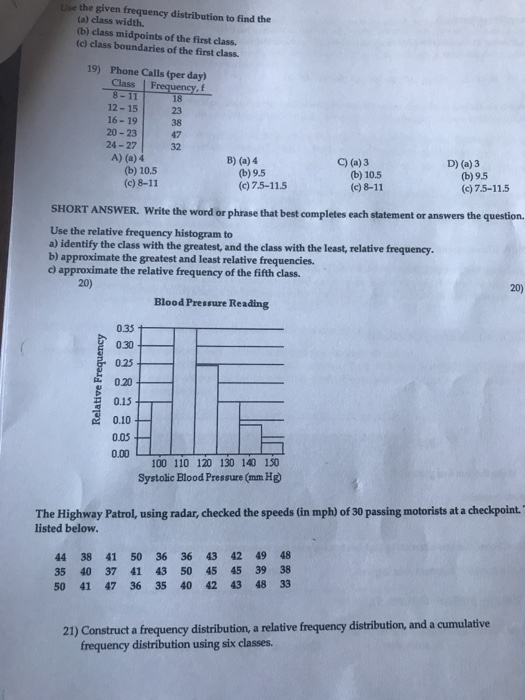 Solved Use the given frequency distribution to find the (a) | Chegg.com