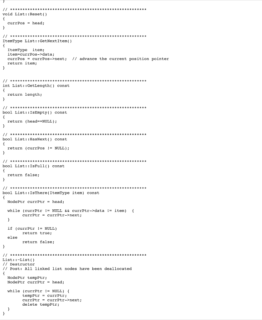 Solved 1/ header file for unsorted list class #ifndef LIST H | Chegg.com