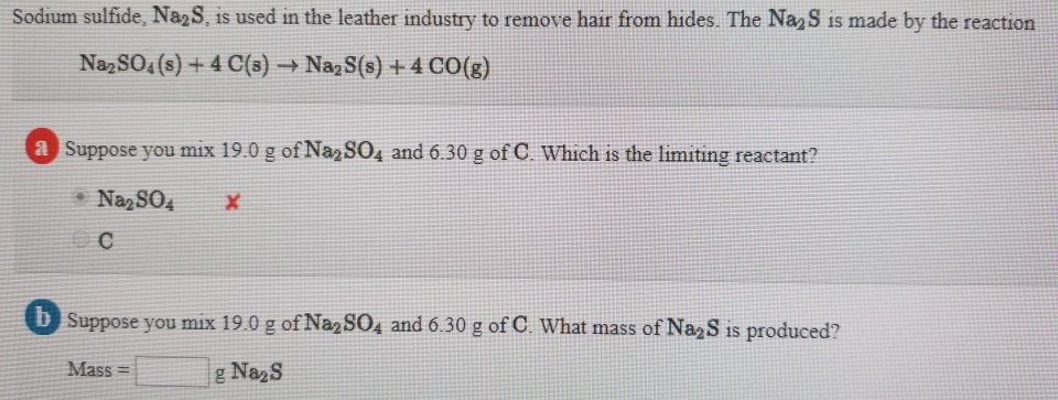 Solved Sodium sulfide, Na2 S, is used in the leather | Chegg.com