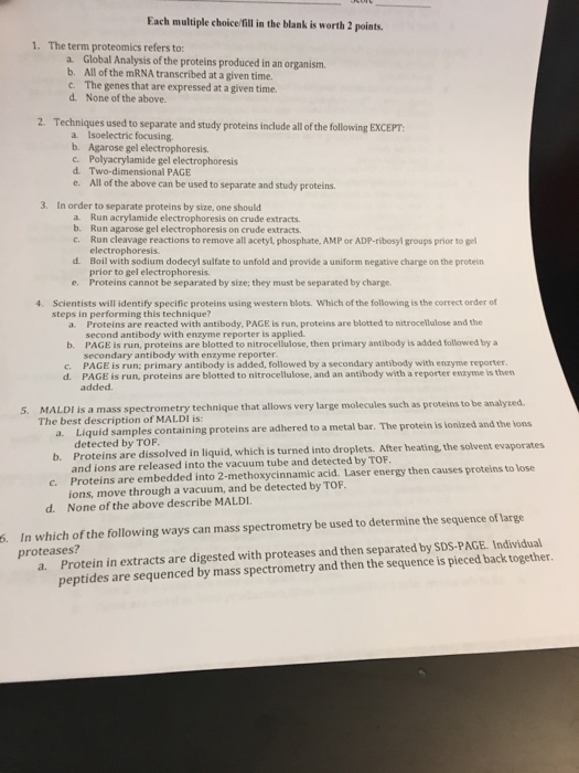 Solved Each multiple choice/fill in the blank is worth 2 | Chegg.com