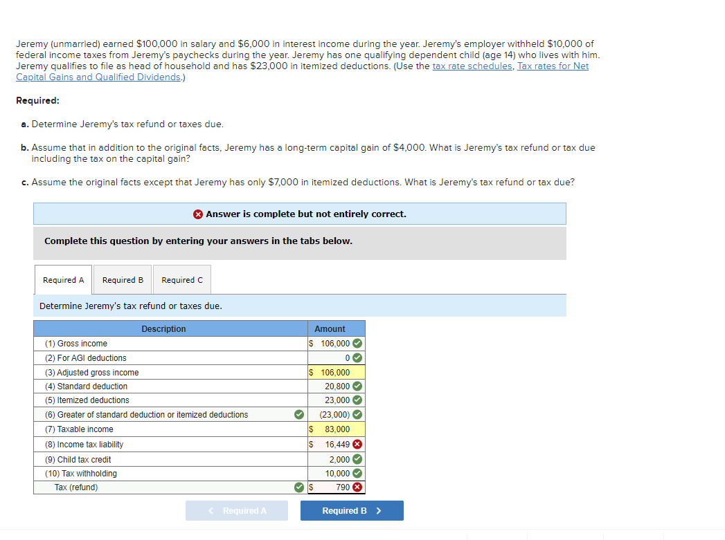 Solved Jeremy (unmarried) ﻿earned $100,000 ﻿in salary and | Chegg.com