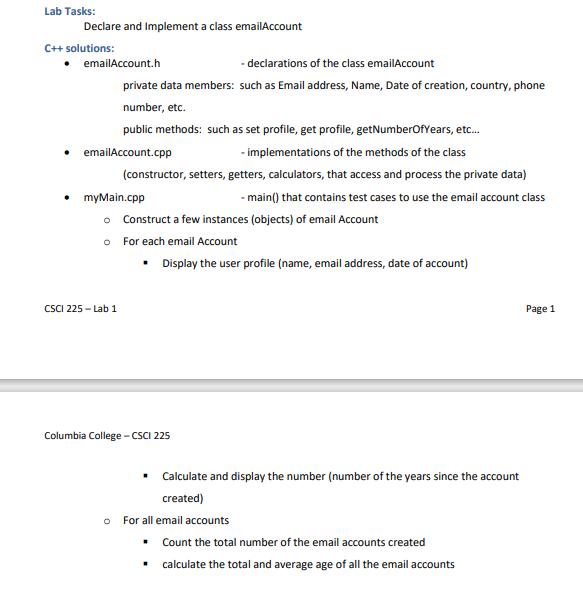 Solved Lab Tasks: Declare and Implement a class emailAccount | Chegg.com Solved Lab Tasks: Declare and Implement a class emailAccount | Chegg.com