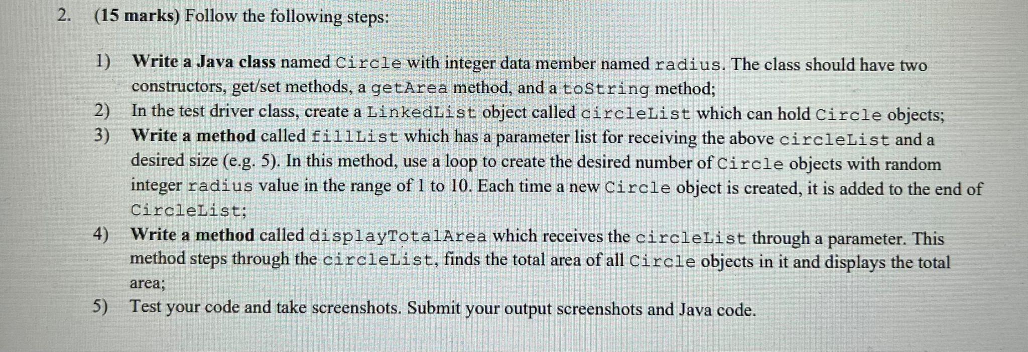 Solved 2. (15 marks) Follow the following steps: 1) Write a | Chegg.com