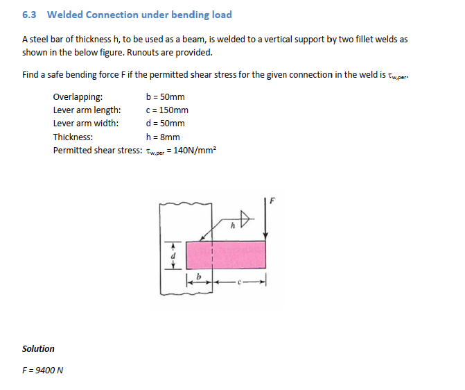Solved 6.3 Welded Connection under bending load A steel bar | Chegg.com