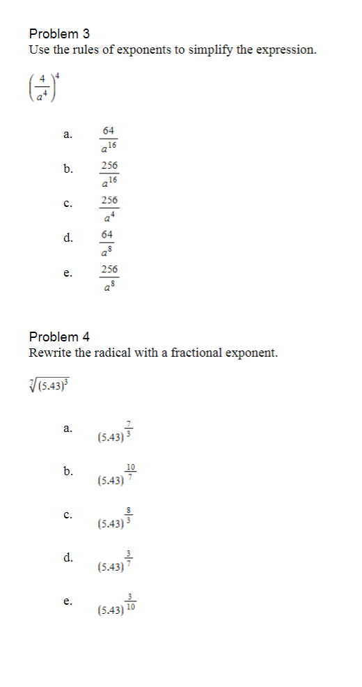 Solved Problem 3 Use the rules of exponents to simplify the | Chegg.com
