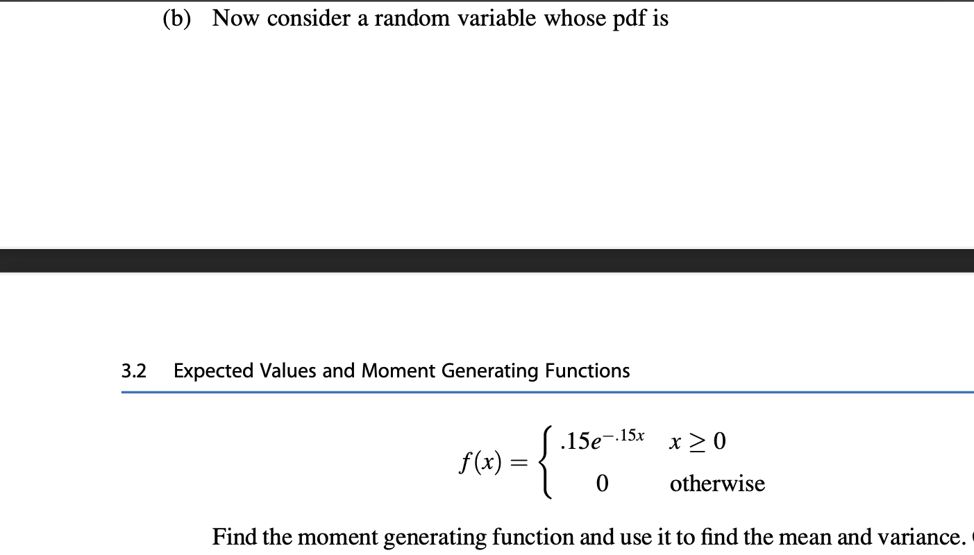 Solved (b) Now consider a random variable whose pdf is 3.2 | Chegg.com