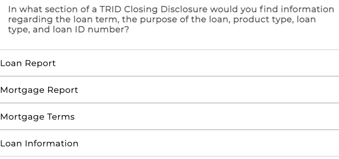 Solved In what section of a TRID Closing Disclosure would | Chegg.com