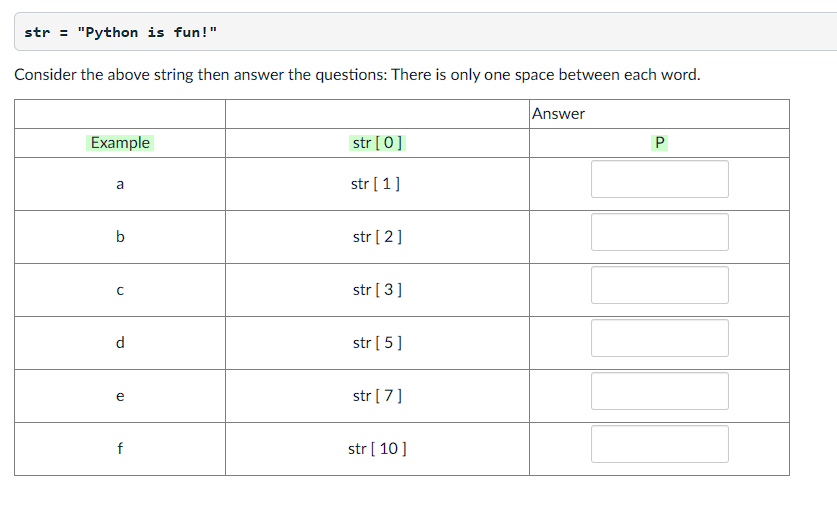 Solved Consider the above string then answer the questions: | Chegg.com