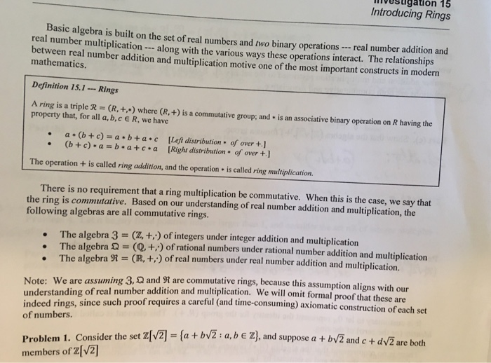 Solved Problem 2. Consider the ring 3V2- (z2,+:) introduced | Chegg.com