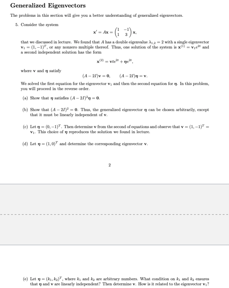 Solved Generalized Eigenvectors The problems in this section | Chegg.com