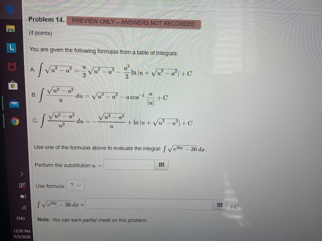 Solved e Problem 14. PREVIEW ONLY -- ANSWERS NOT RECORDED (4 | Chegg.com