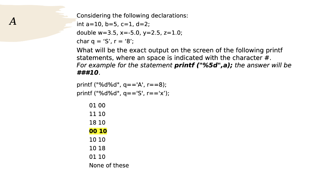 Solved Considering The Following Declarations Int