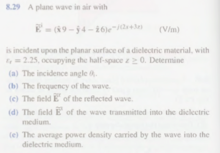 8.29 A plane wave in air with | Chegg.com