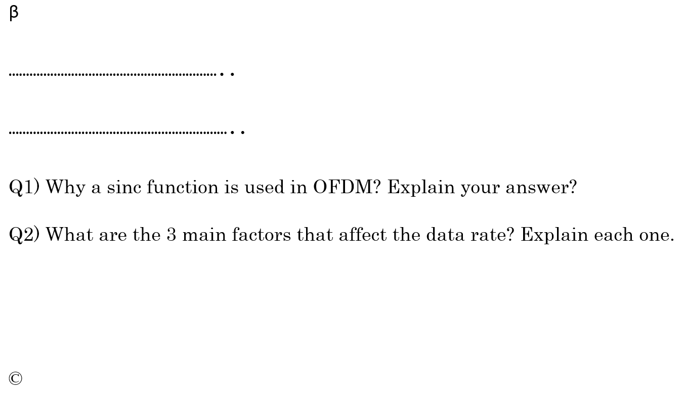 Solved Q1) Why a sinc function is used in OFDM? Explain your | Chegg.com