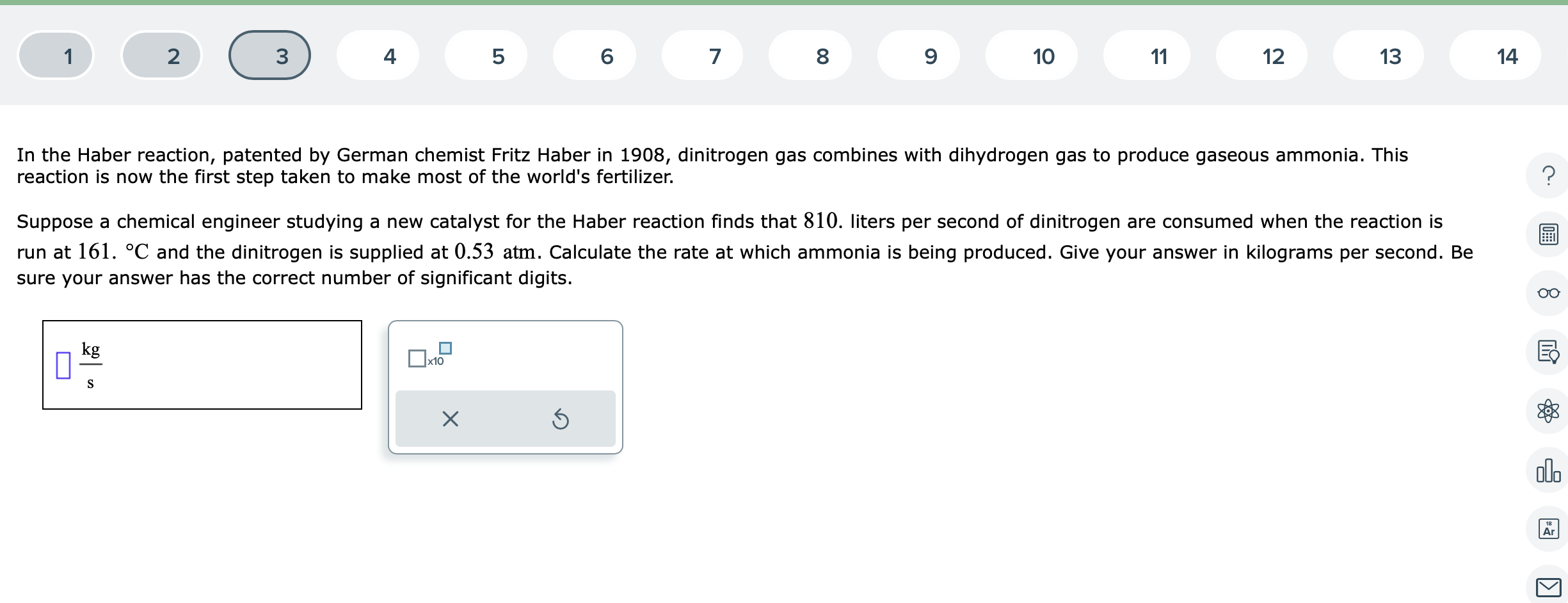 Solved In the Haber reaction, patented by German chemist | Chegg.com