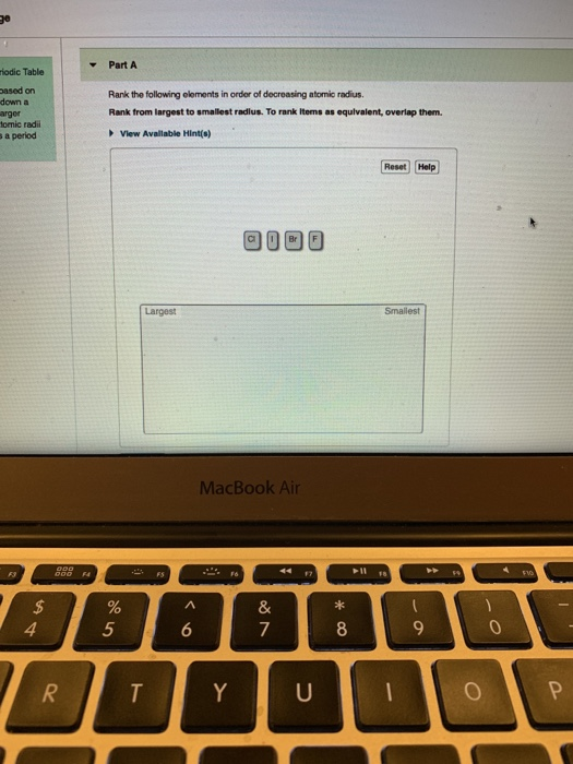 Solved Part A odic Table ased on down a argor omic radi sa | Chegg.com