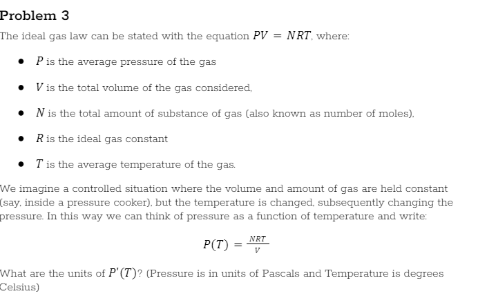 Solved The ideal gas law can be stated with the equation | Chegg.com