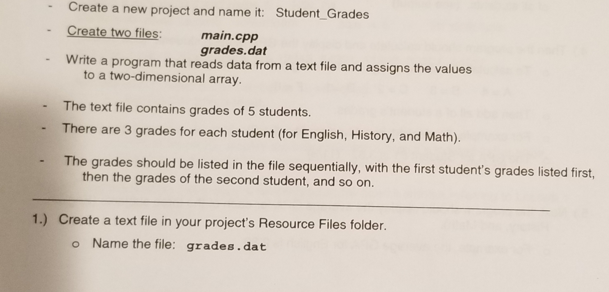 Solved Create a new project and name it: Student_Grades | Chegg.com