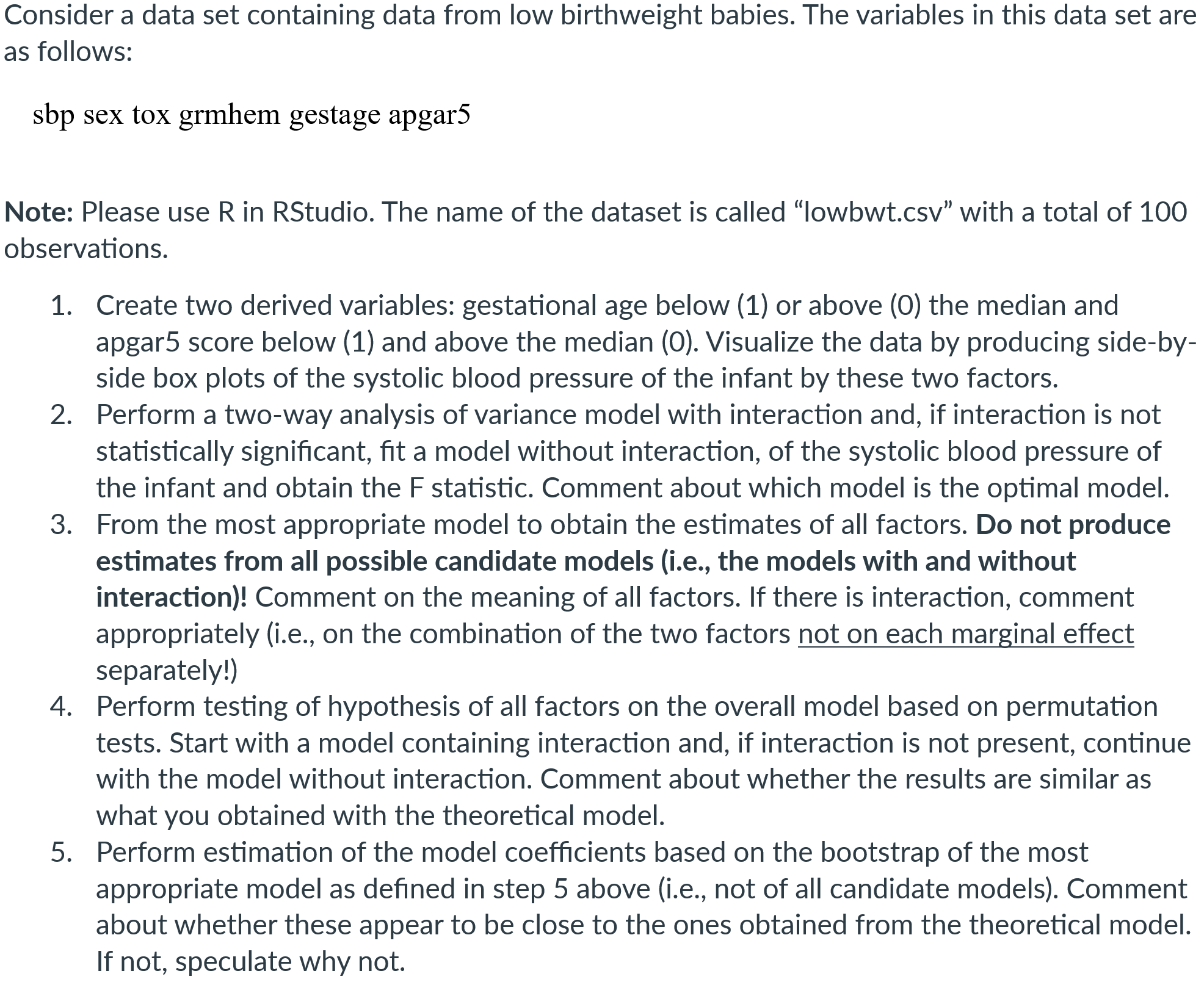 Solved Consider a data set containing data from low | Chegg.com