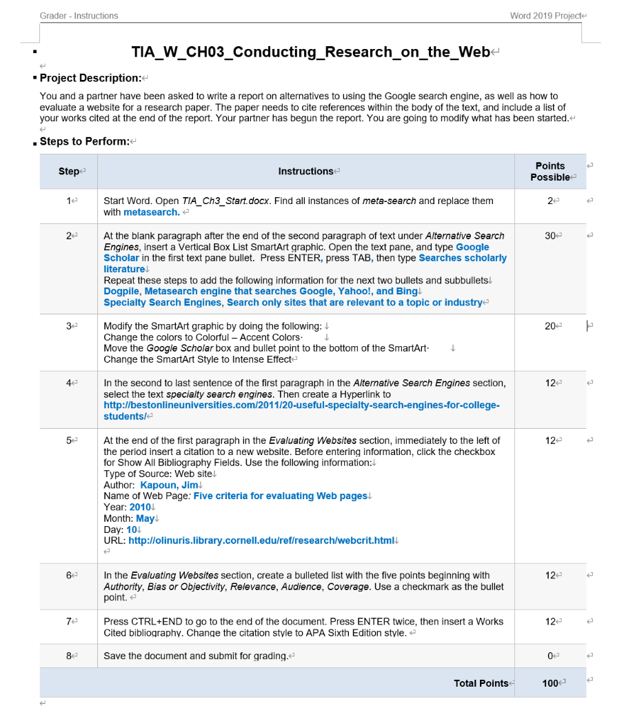 Solved Conducting Research on the Web Alternative | Chegg.com