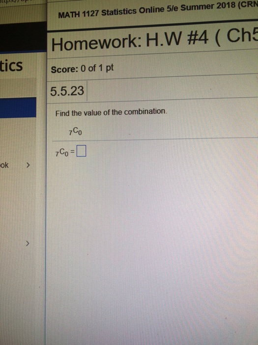Solved MATH 1127 Statistics Online 5le Summer 2018 (CRN | Chegg.com