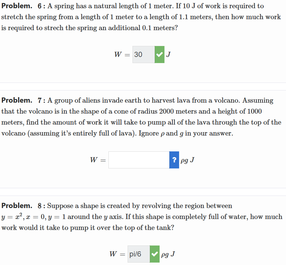 Solved Problem. 6 : A spring has a natural length of 1 | Chegg.com
