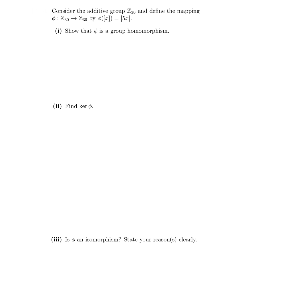 Solved Consider the additive group Z30 and define the | Chegg.com