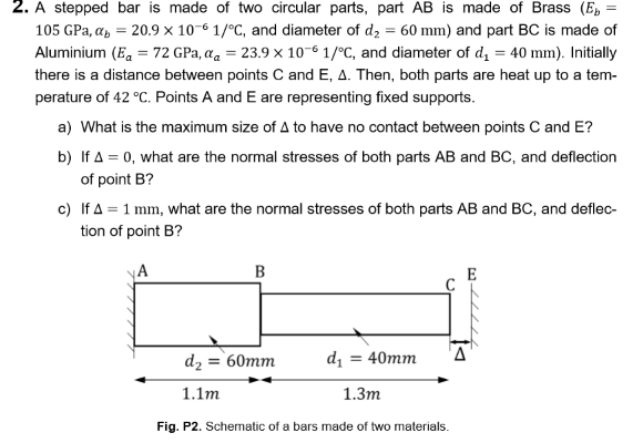 Solved 2. A stepped bar is made of two circular parts, part | Chegg.com