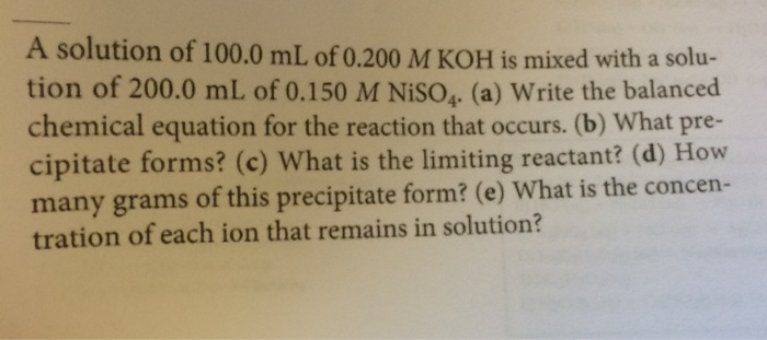 Solved A solution of 100.0 mL of 0.200 M KOH is mixed with a | Chegg.com