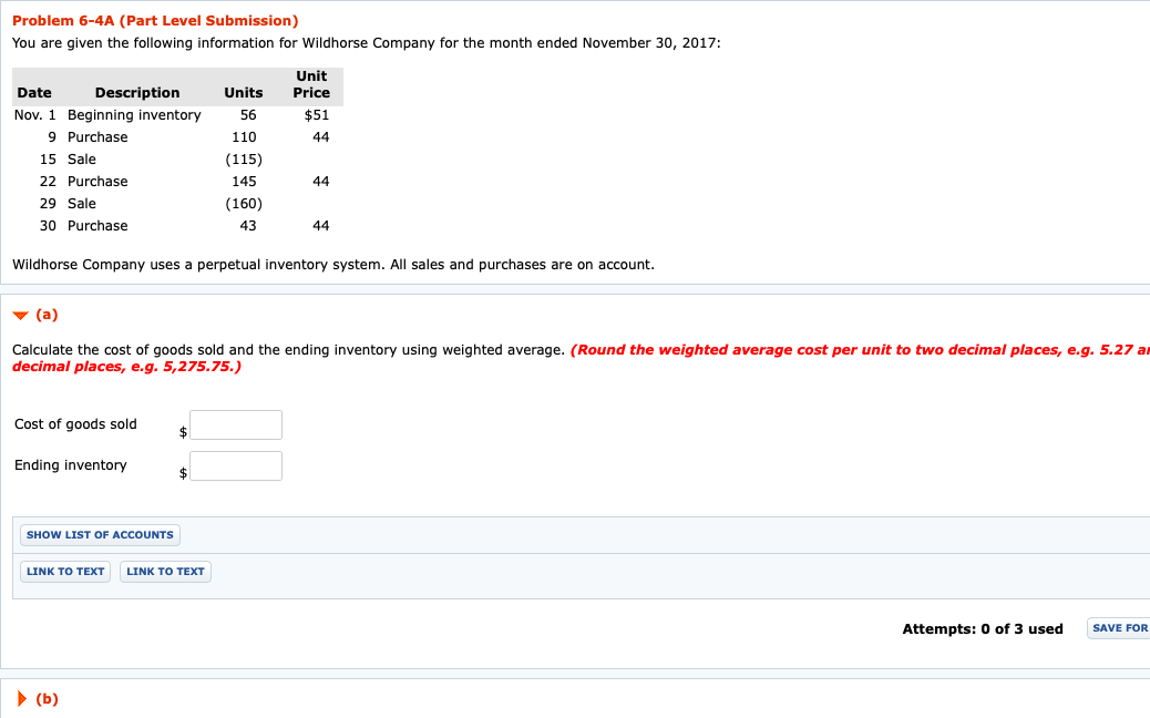 Solved Problem 6-4A (Part Level Submission) You are given | Chegg.com