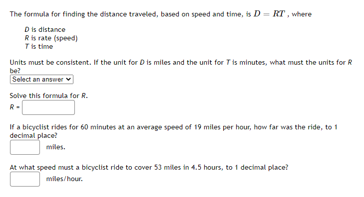 Solved The formula for finding the distance traveled, based | Chegg.com