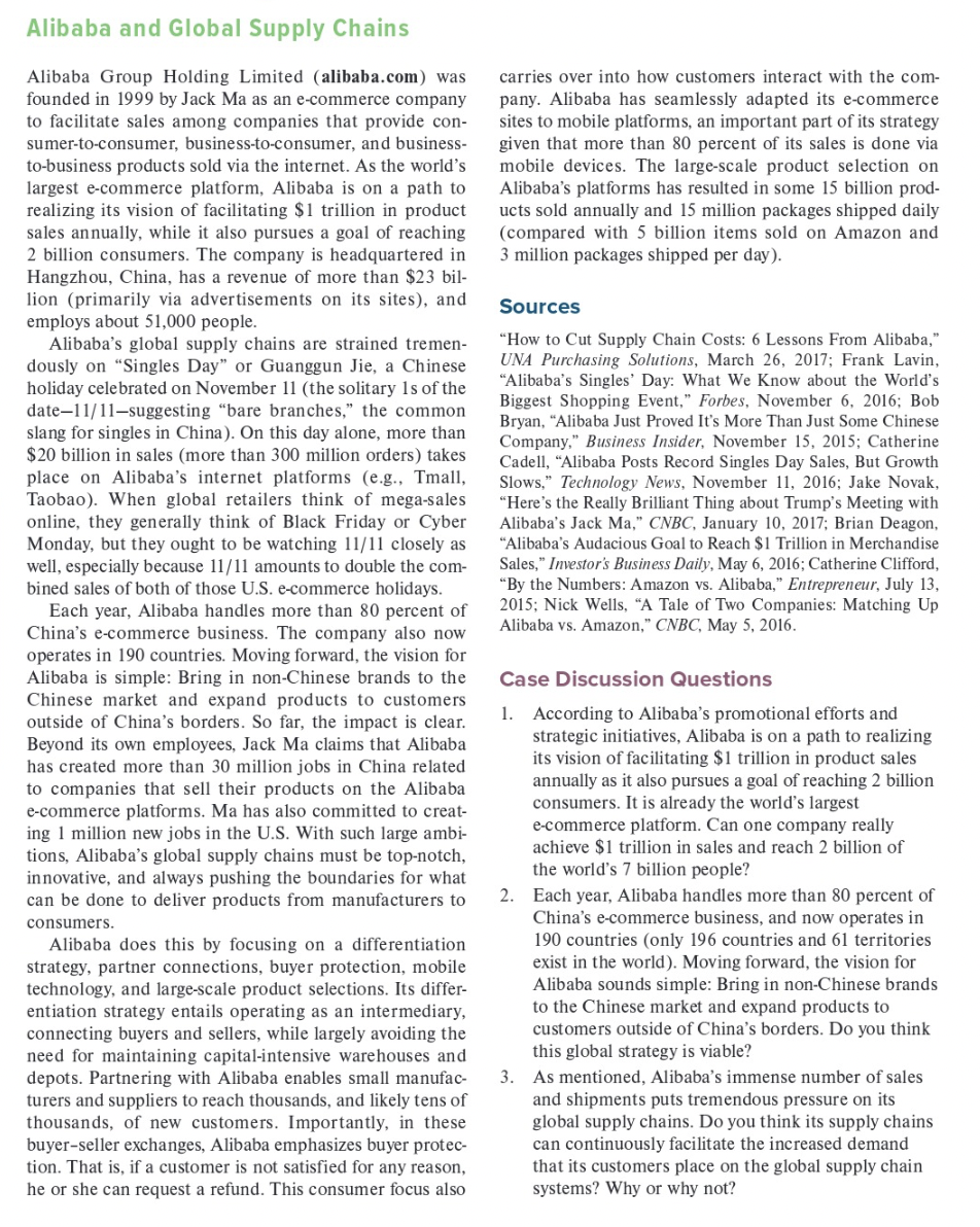 Solved Alibaba and Global Supply Chains carries over into | Chegg.com