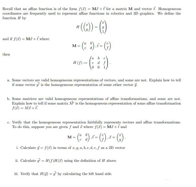 Solved Recall that an affine function is of the form f(7) = | Chegg.com