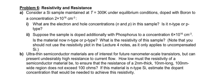 Solved Problem 6: Resistivity and Resistance a) Consider a | Chegg.com
