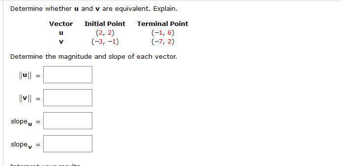 Solved Determine whether u and v are equivalent. Explain. | Chegg.com