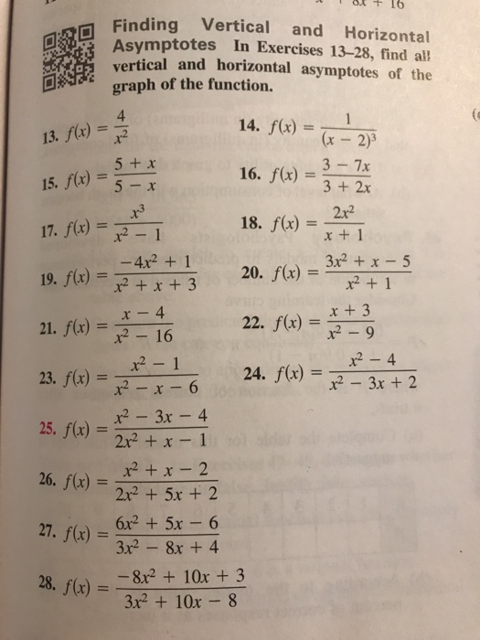 Solved Finding Vertical and Horizontal Asymptotes In | Chegg.com Solved Finding Vertical and Horizontal Asymptotes In | Chegg.com
