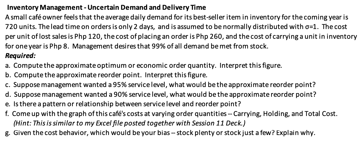 Inventory Management Uncertain Demand And Delivery 