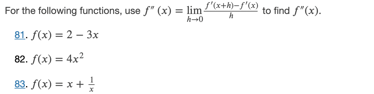 Solved For the following functions, use | Chegg.com