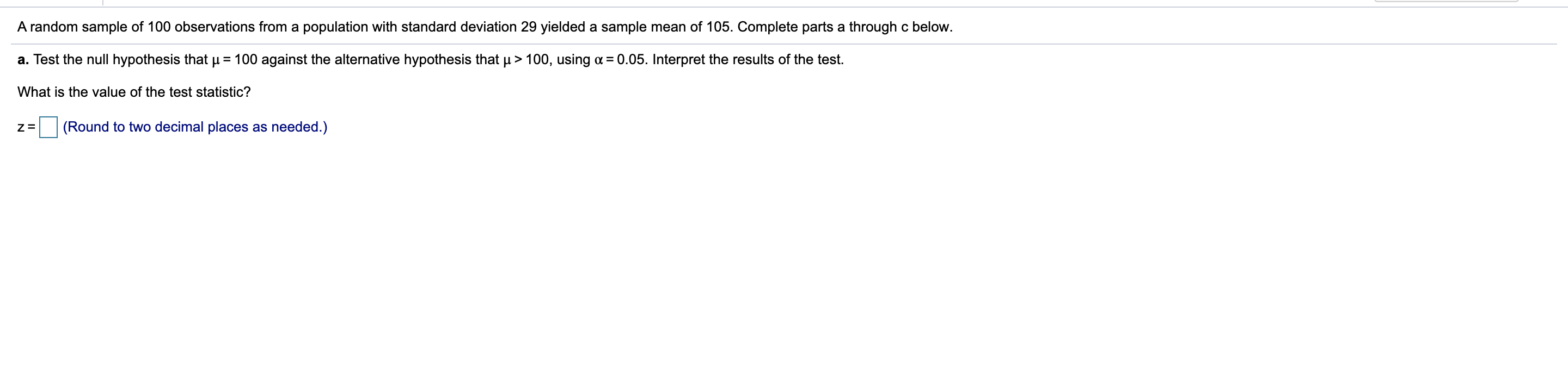 Solved A Random Sample Of 100 Observations From A Population