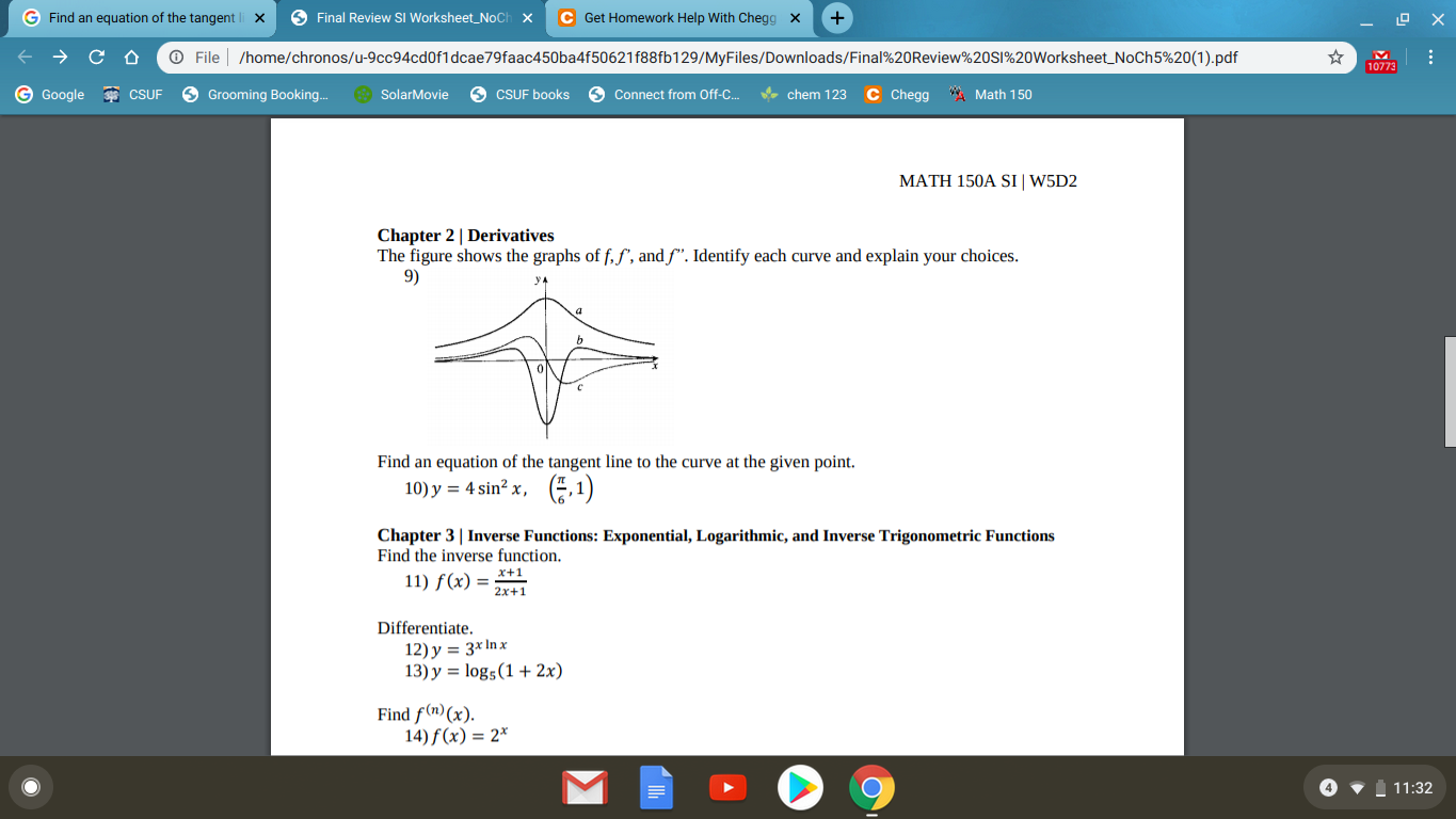 Solved Find an equation of the tangent li x Final Review SI | Chegg.com