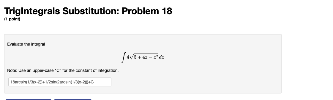 Solved Triglntegrals Substitution: Problem 18 (1 point) | Chegg.com