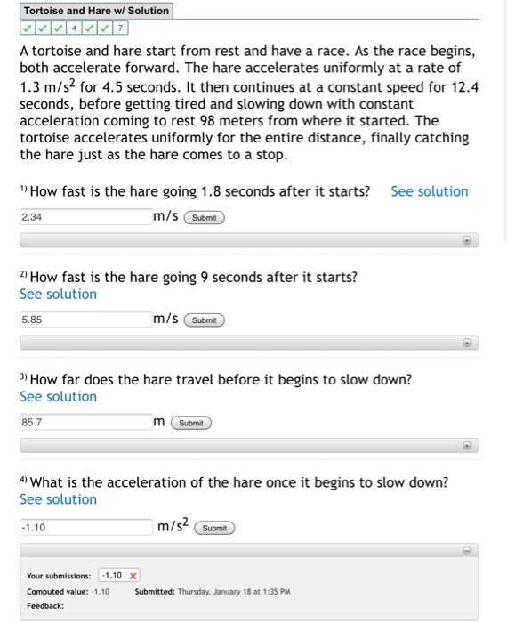 Solved Tortoise and Hare wI Solution A tortoise and hare | Chegg.com