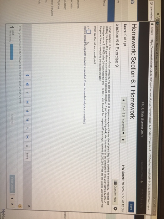 Solved Da Homework Section 6 1 Homework Score 0 Of 1 Pt