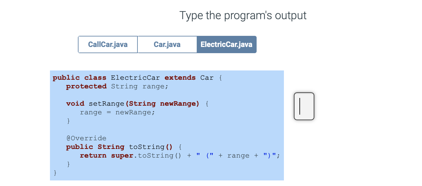 Solved ump to level 1 Type the program's output CallCar.java | Chegg.com