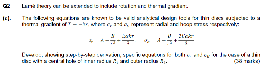 Solved Q2 ﻿Lamé ﻿theory can be extended to include rotation | Chegg.com