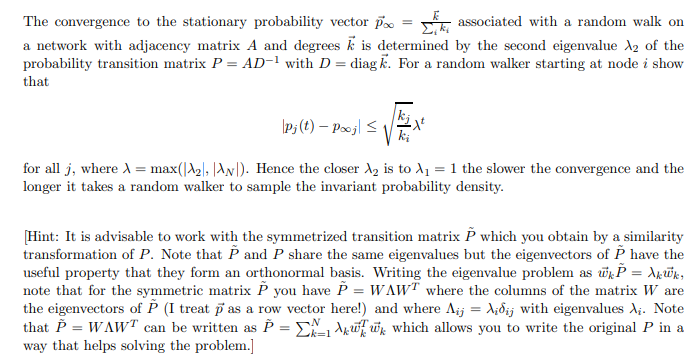 The convergence to the stationary probability vector | Chegg.com