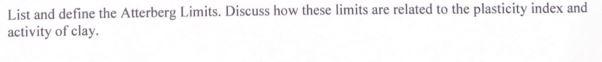 Solved List and define the Atterberg Limits. Discuss how | Chegg.com
