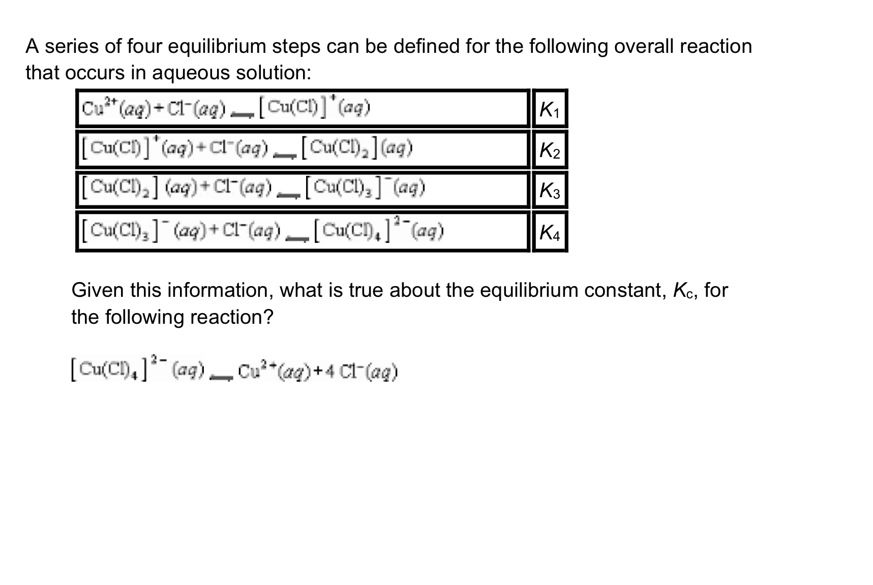 Solved A series of four equilibrium steps can be defined for | Chegg.com